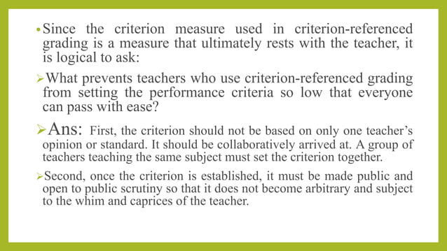 Criterion-Referenced Grading and Norm Grading system | PPTX