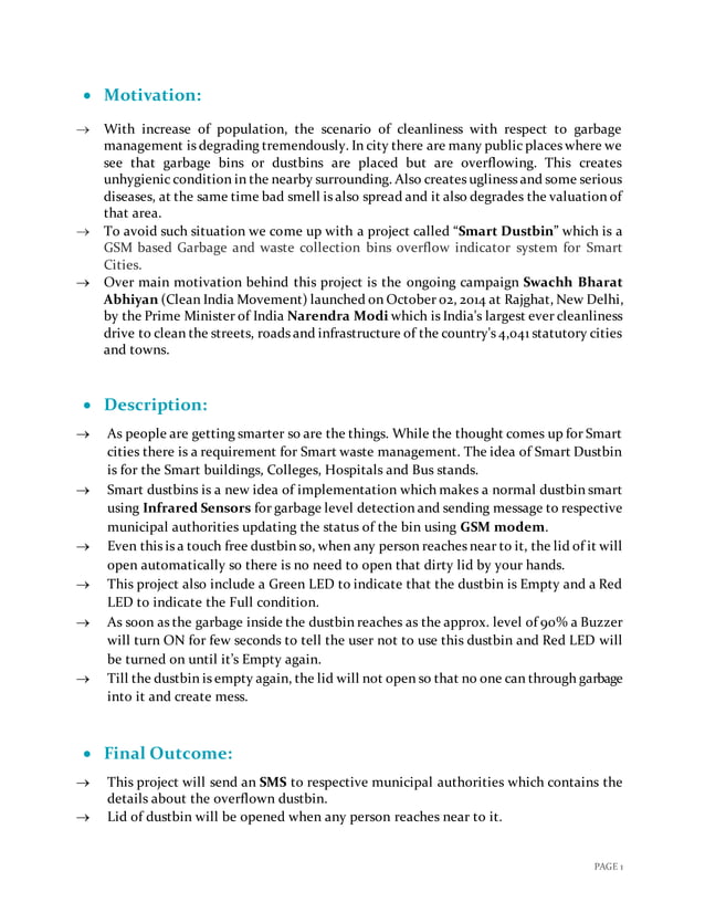 Report smart dustbin | PDF