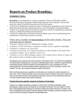 Reports on product branding | PDF