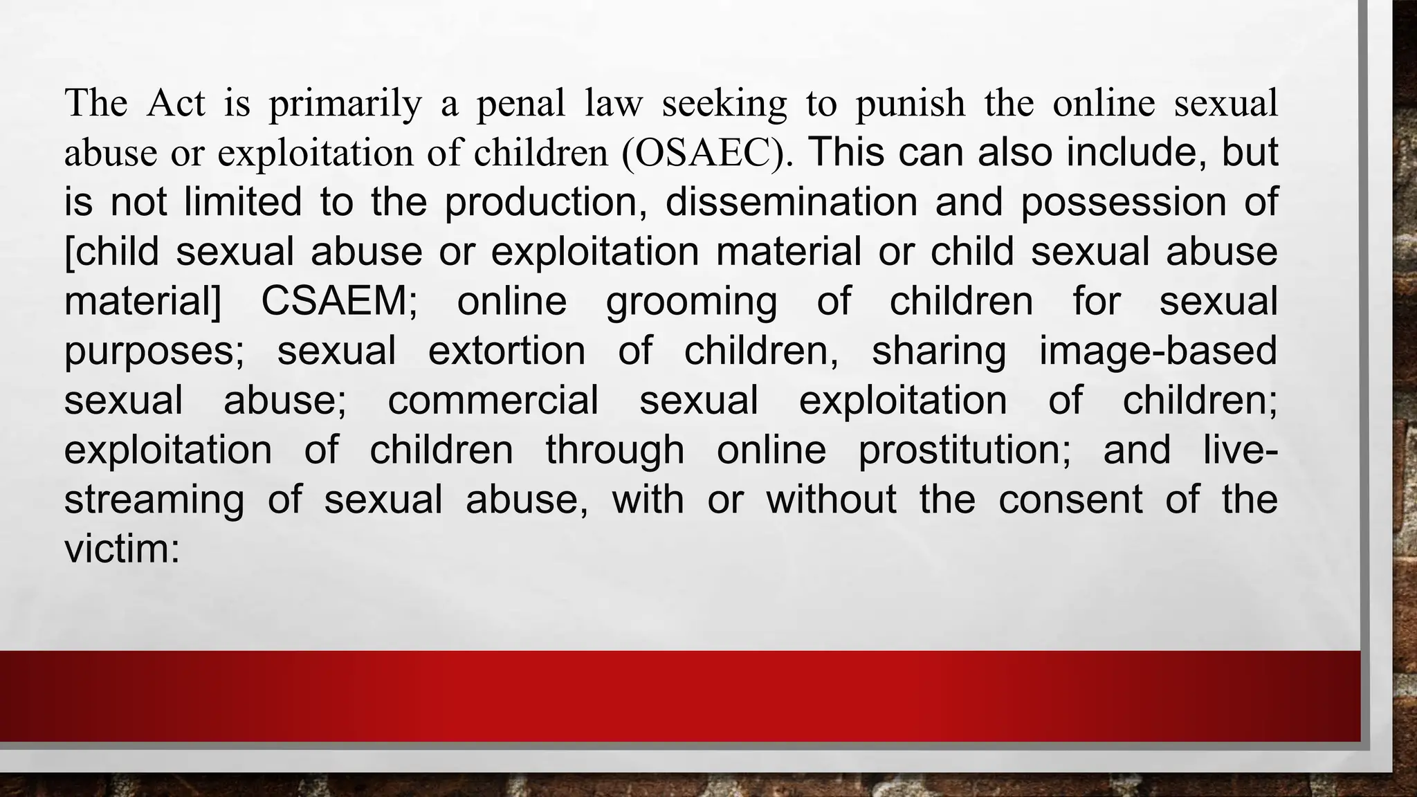 Anti-Online Sexual Abuse or Exploitation of Children (OSAEC) and Anti ...