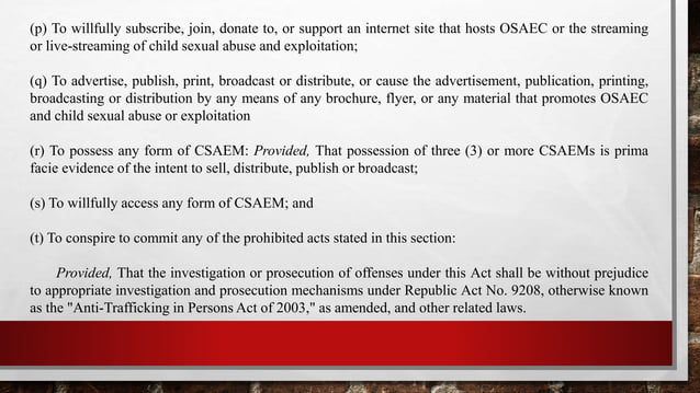 Anti-Online Sexual Abuse or Exploitation of Children (OSAEC) and Anti ...