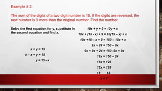 Solving Word Problems Using Two Equations | PPTX
