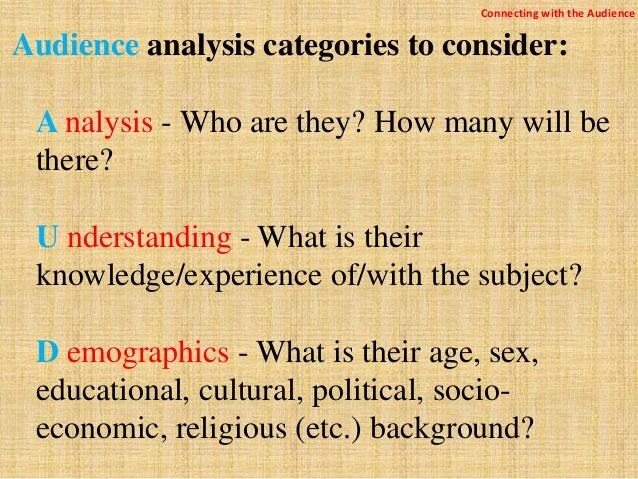 Audience Analysis - Public Speaking Audience Analysis - Public Speaking