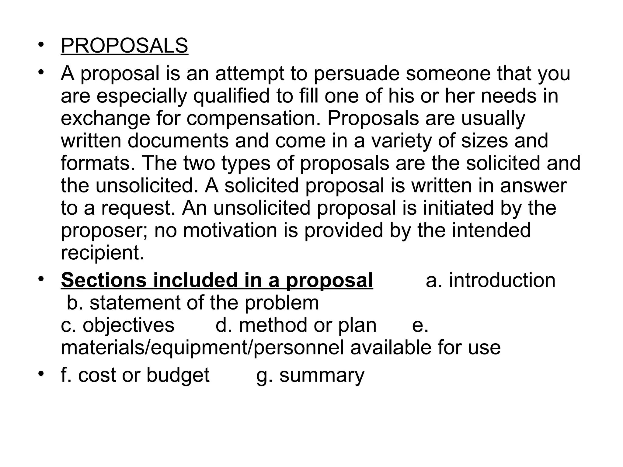 Reports & Proposals | PPT