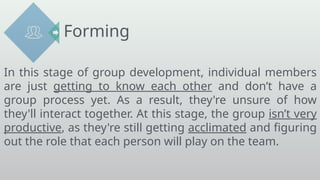REPORT STAGES OF GROUP DEVELOPMENT & DYNAMICS OF AN EFFECTIVE TEAM | PPTX
