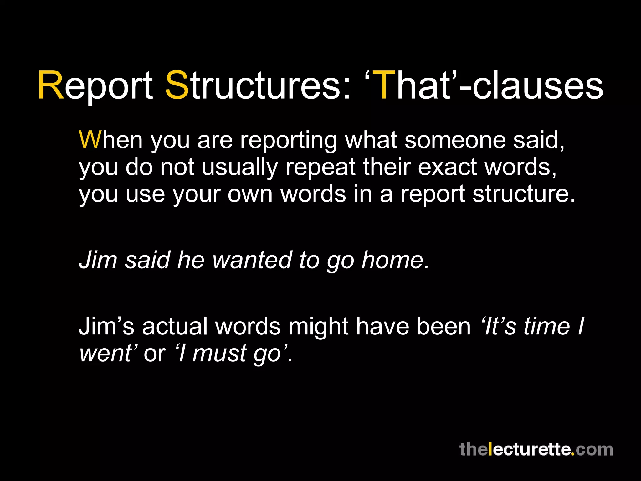 Reports Structures with 'that'. | PPT | Law