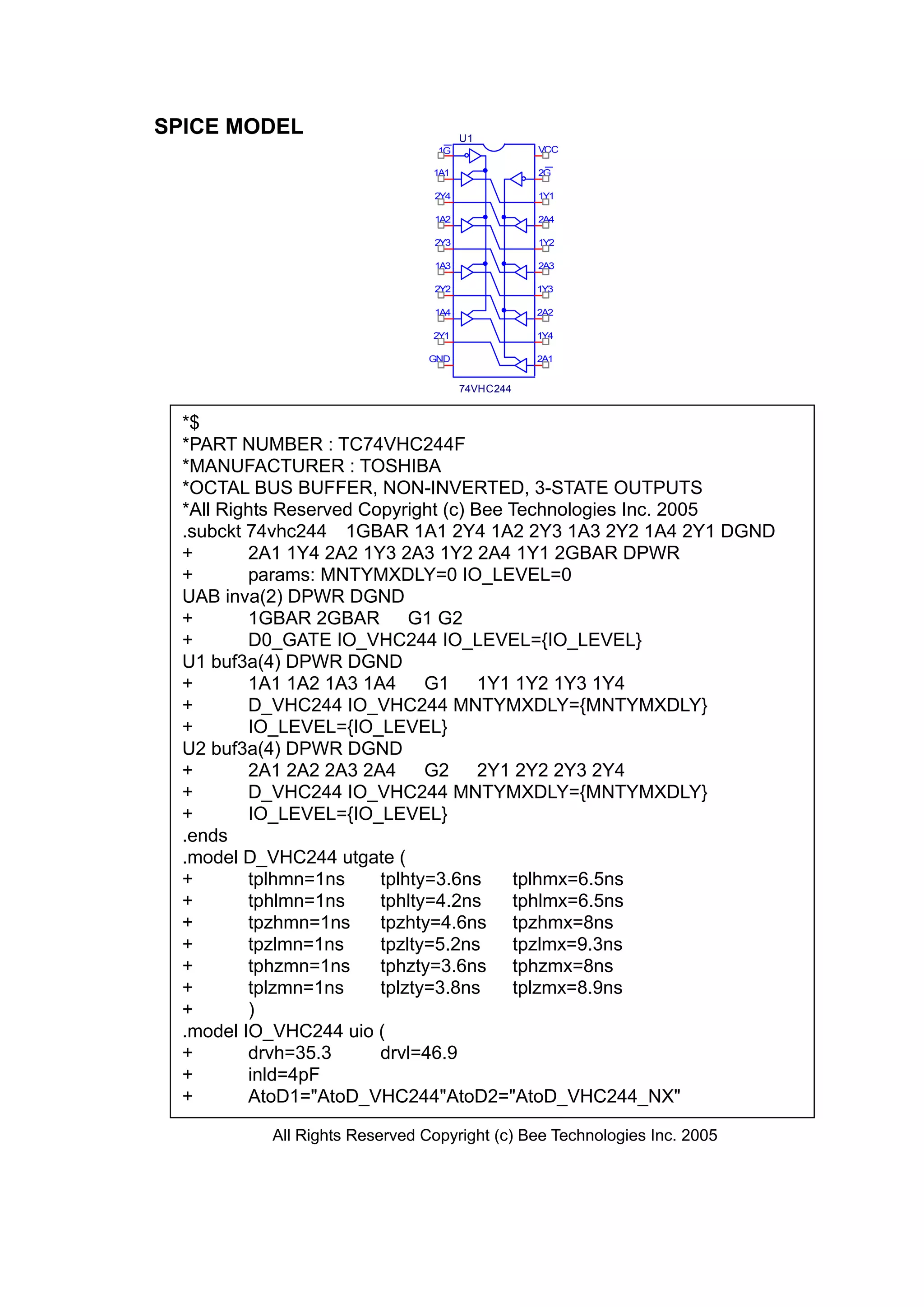 TC74VHC244F PSpice Model (Free SPICE Model) | PDF