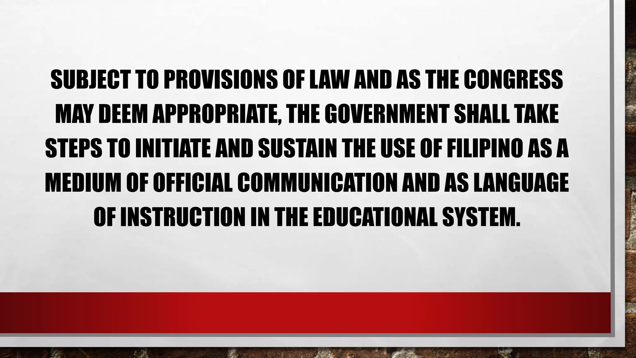 ARTICLE XIV OF THE 1987 PHILIPPINE CONSTITUTION | PPTX