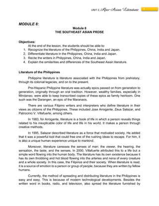 South East Asian Prose Literature of Philippines, India, Japan, China | PDF