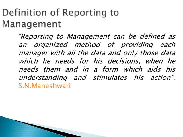 Report to management | PPT