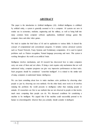 A Seminar Report on Artificial Intelligence | DOCX