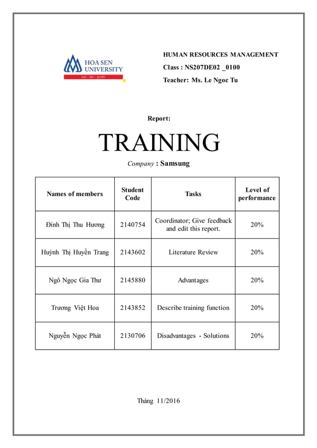 Report training of samsung | DOCX