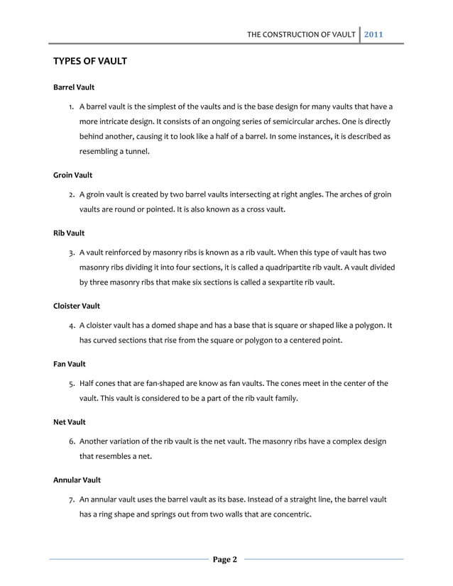 VAULT CONSTRUCTION | PDF