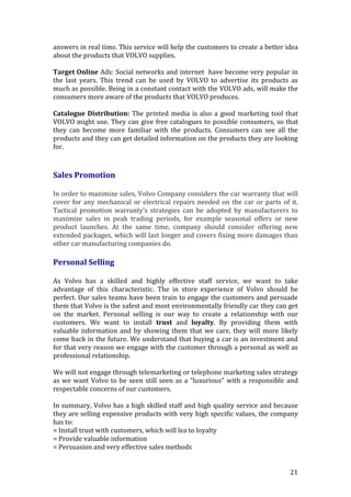 Report on Volvo, Marketing Strategy | DOCX