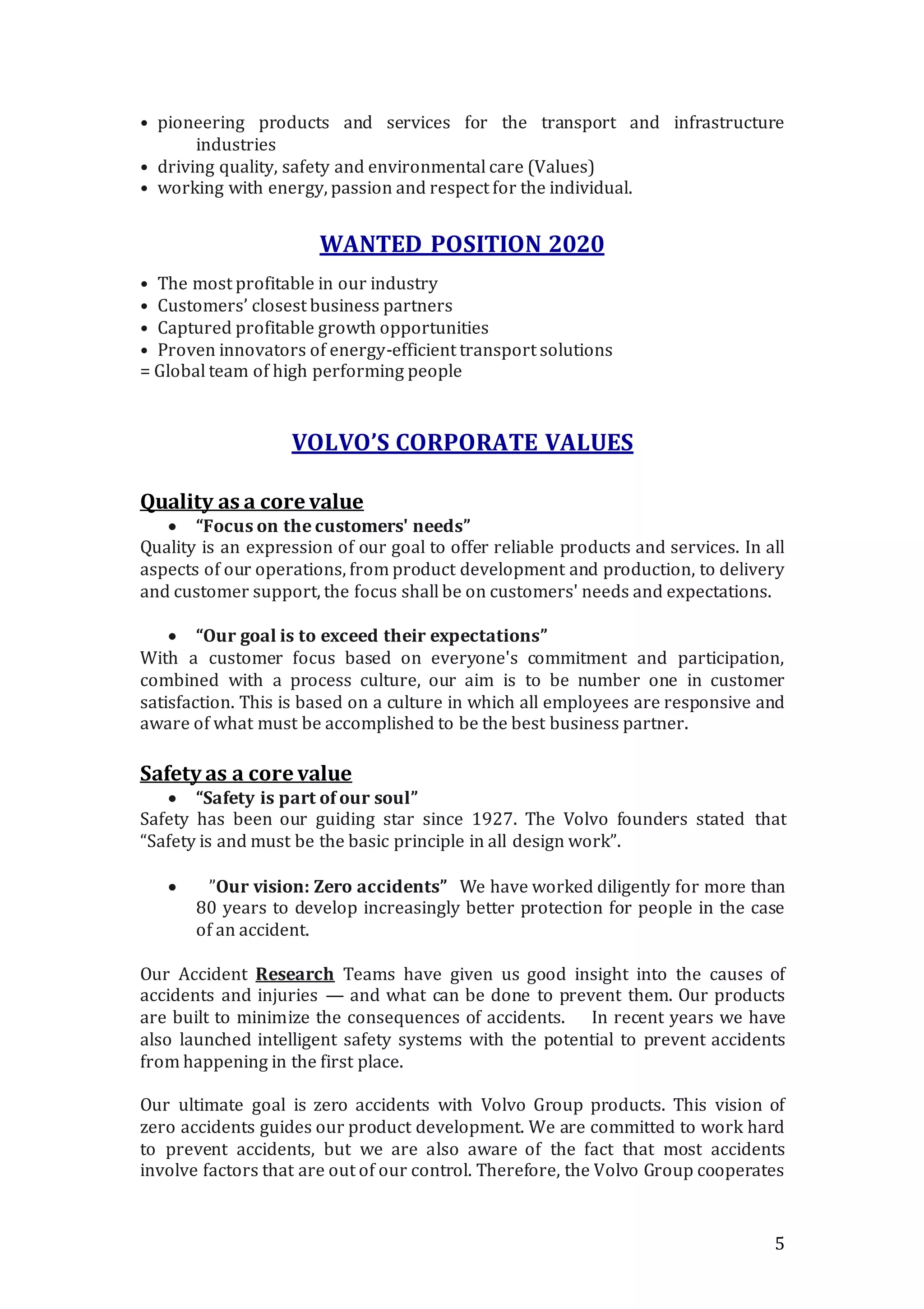 Volvo company training repoart | DOCX