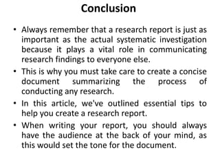 Research Report Writing | PPTX