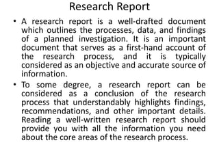 Research Report Writing | PPTX