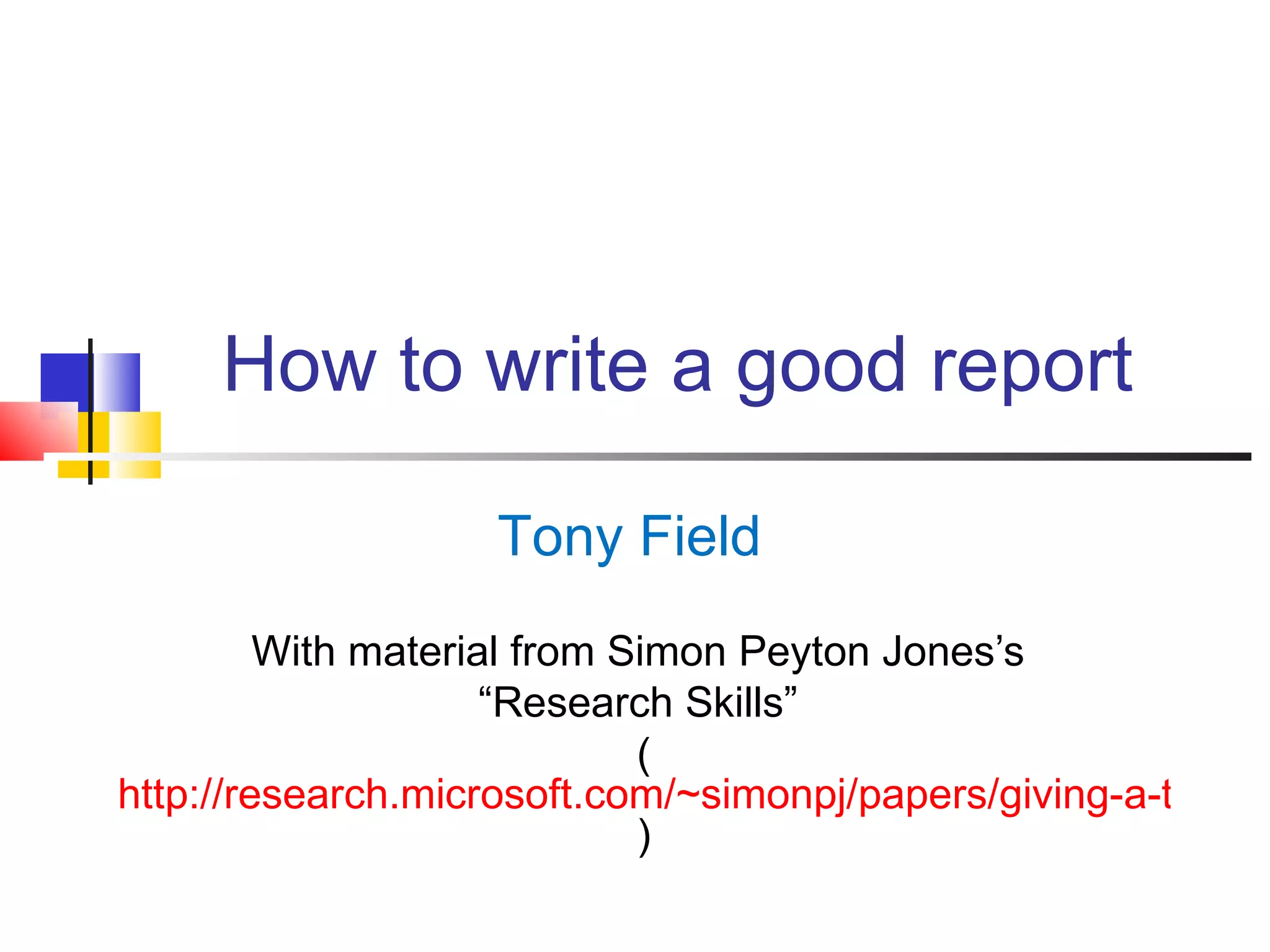 Report writing | PPT