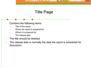 Report writing | PPT
