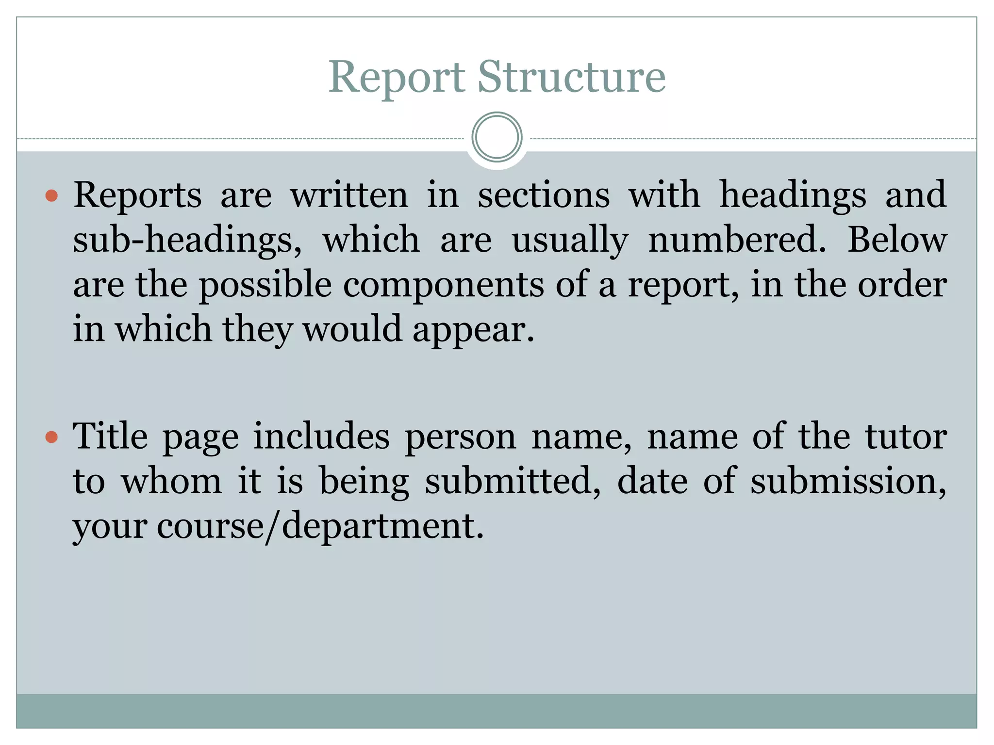 Report writing | PPT