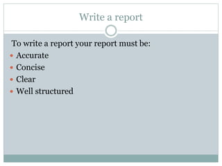 Report writing | PPT