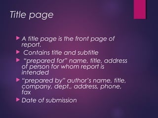 Report writing | PPT