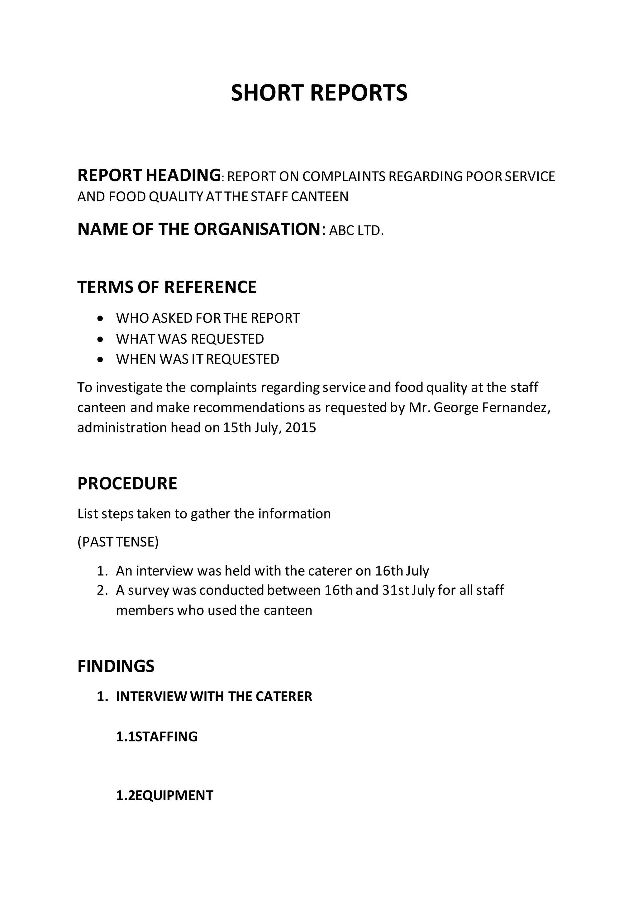 Report writing | DOCX