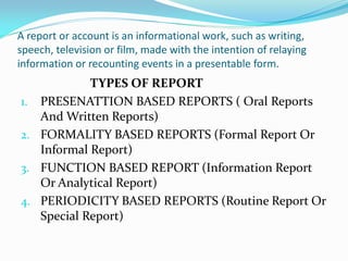 Report writing | PPT