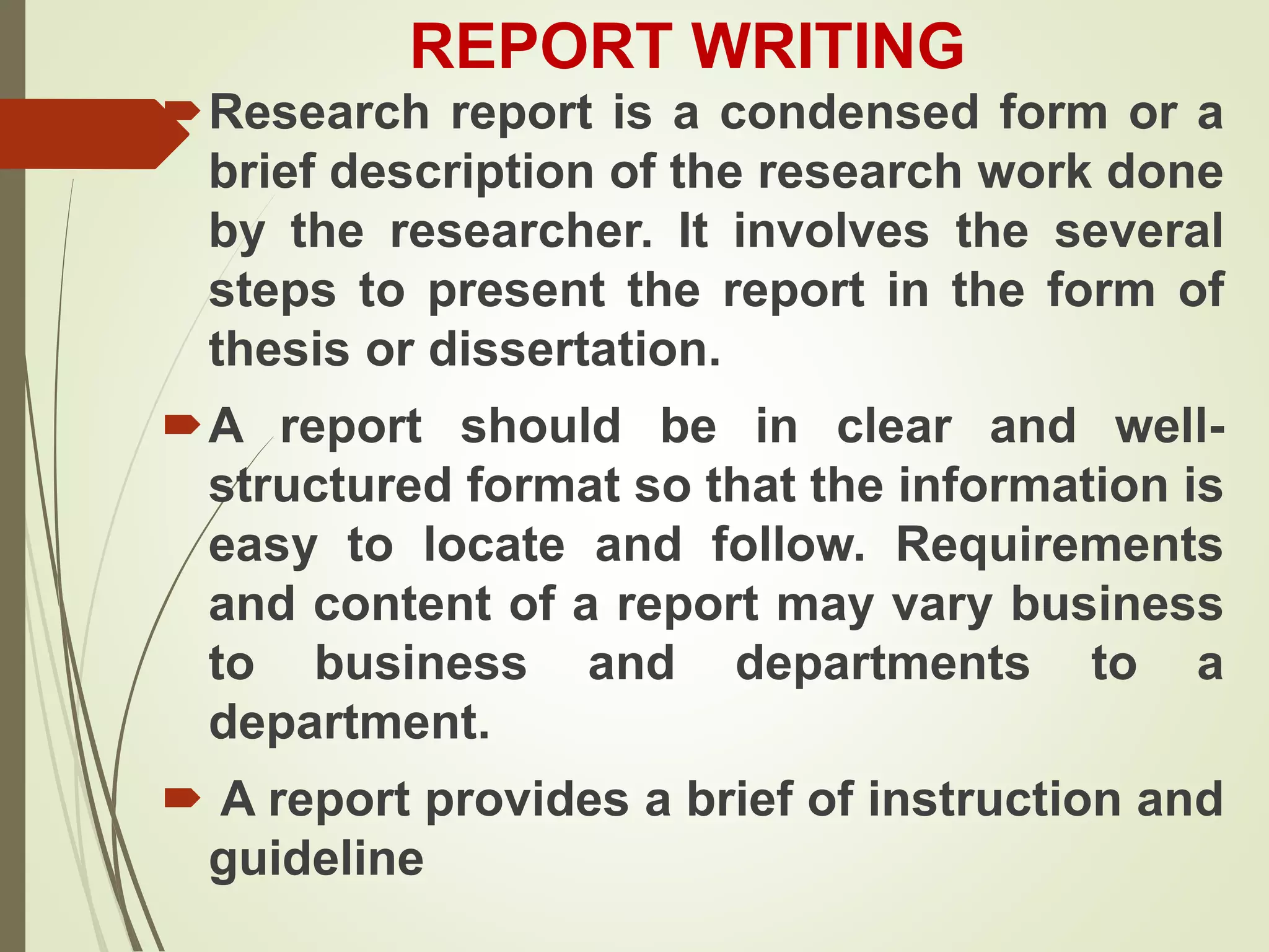 Report writing | PPTX
