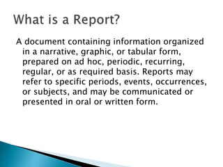 Report writing | PPTX