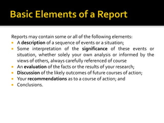 Report Writing | PPTX