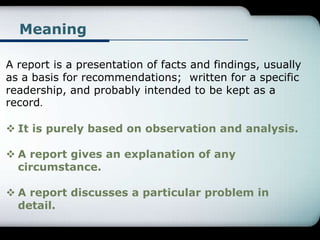 Report writing | PPT