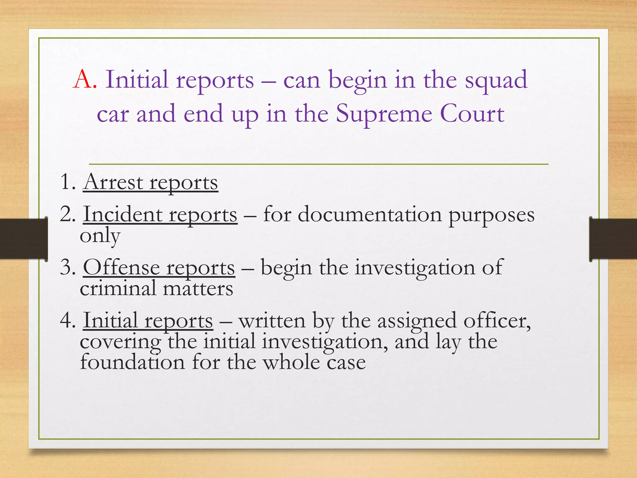 ESSENTIALS OF WRITING,TYPES OF REPORTS, PARTS OF REPORT | PPT | Crime ...