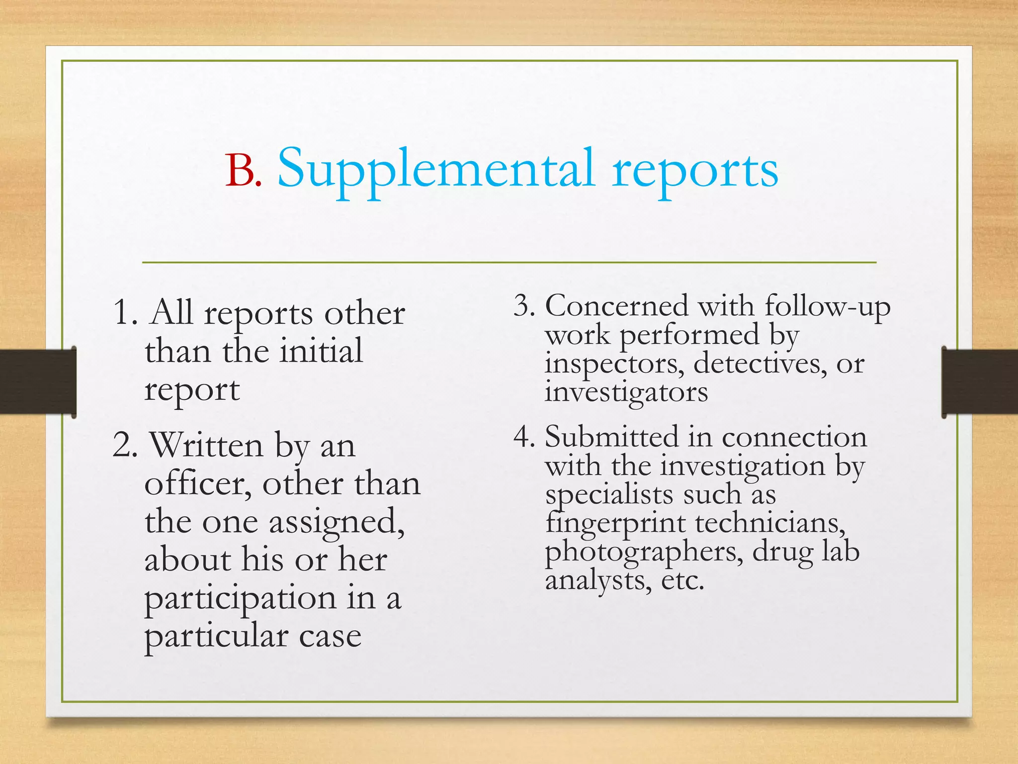 ESSENTIALS OF WRITING,TYPES OF REPORTS, PARTS OF REPORT | PPT | Crime ...