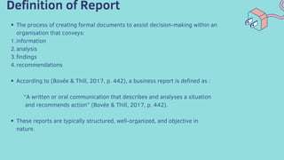 REPORT WRITINGR BUSINESS COMMUNICATION MMT 3063 | PPT