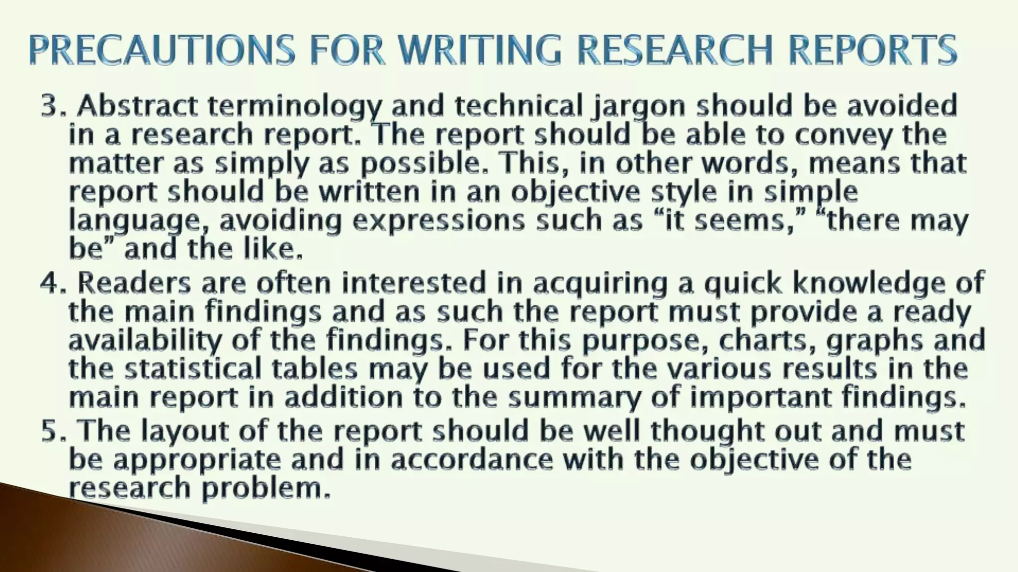 Precautions for Writing Research Reports & Guidelines for Effective ...