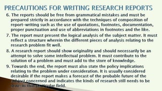 Precautions for Writing Research Reports & Guidelines for Effective ...