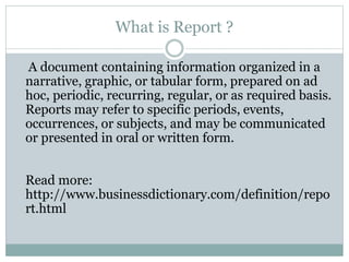 Report writing and its elements | PPTX
