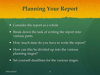 Report writing by sohail ahmed | PPT
