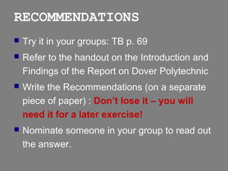 Report Writing - Conclusions & Recommendations sections | PPT