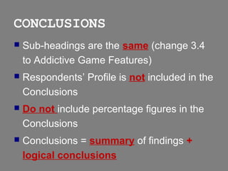 Report Writing - Conclusions & Recommendations sections | PPT