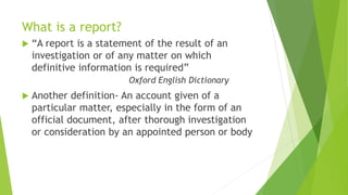 Report writing- how to write a good report? Prof D V Deshapnde | PDF