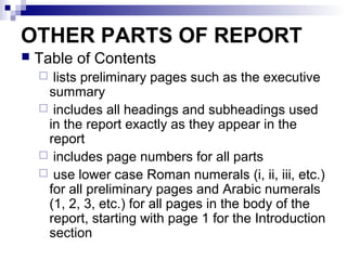 Report Writing - Executive Summary and other sections | PPT