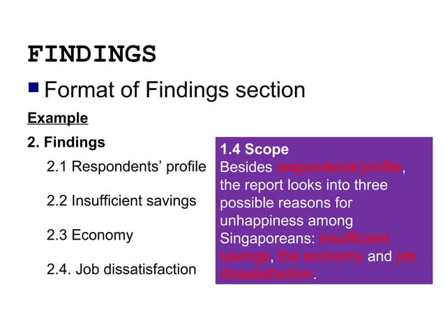 Report Writing - Findings section | PPT