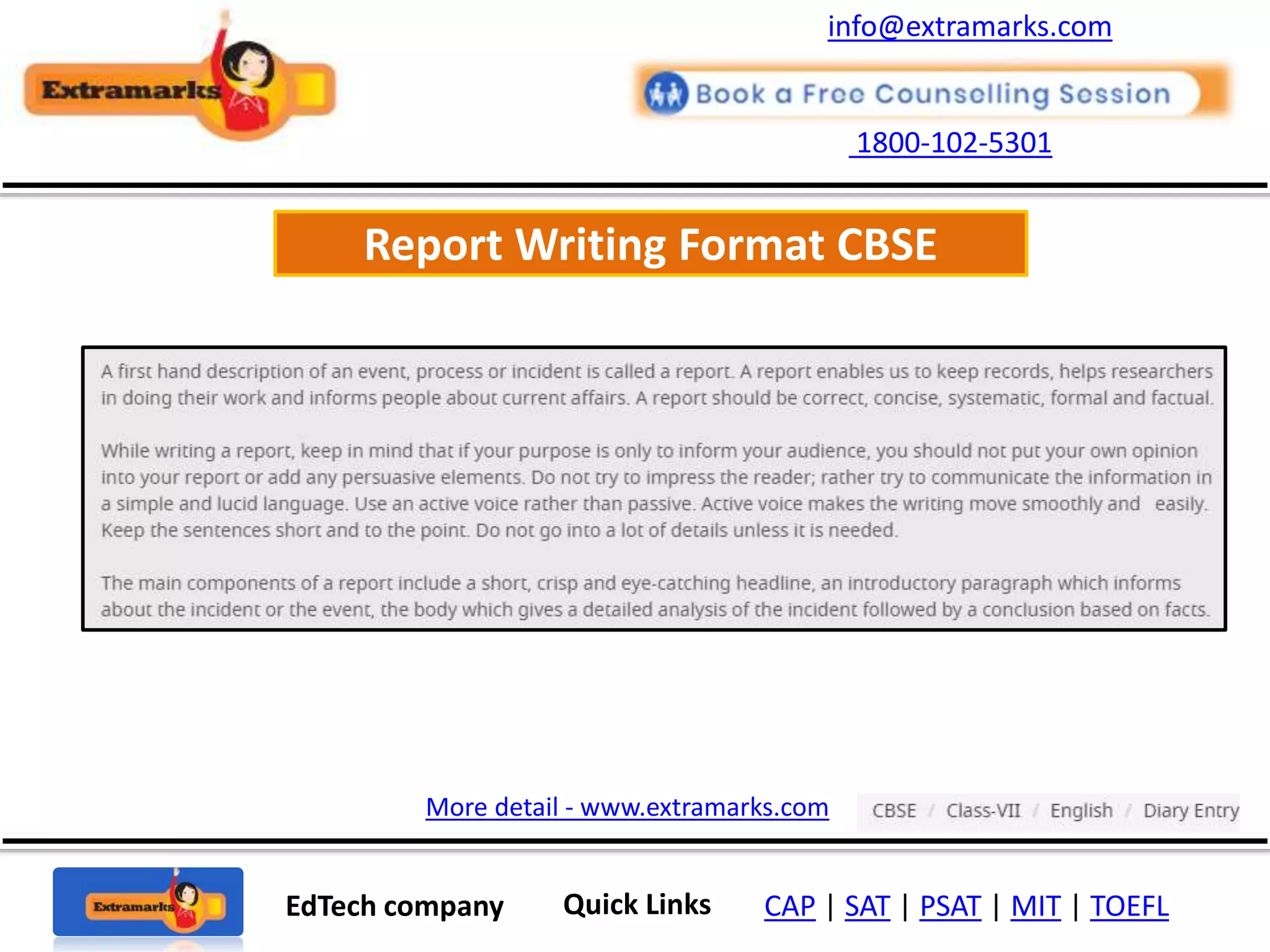 Report writing format cbse | PPTX