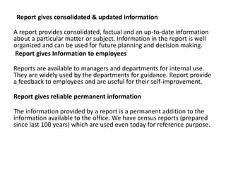 Report writing importance and uses | PPTX