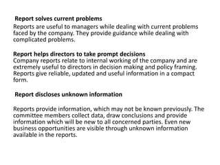 Report writing importance and uses | PPTX