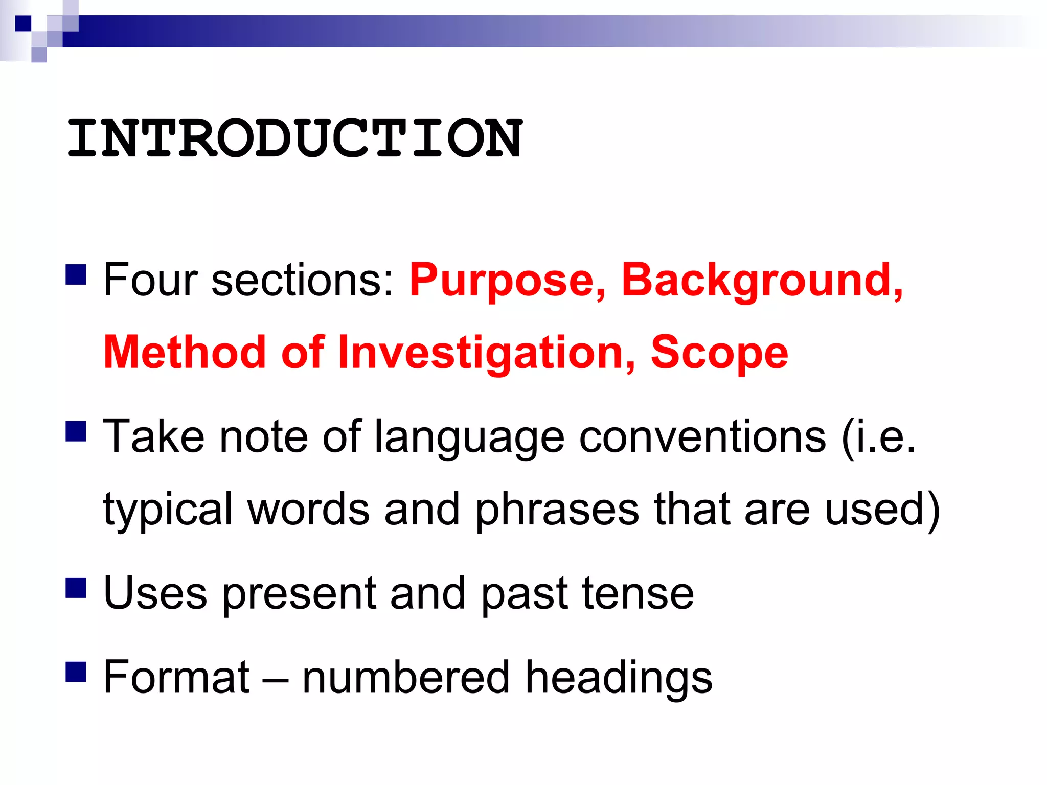 Report Writing - Introduction section | PPT