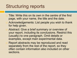 Report Writing | PPT