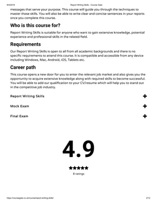 Report writing skills - course gate | PDF